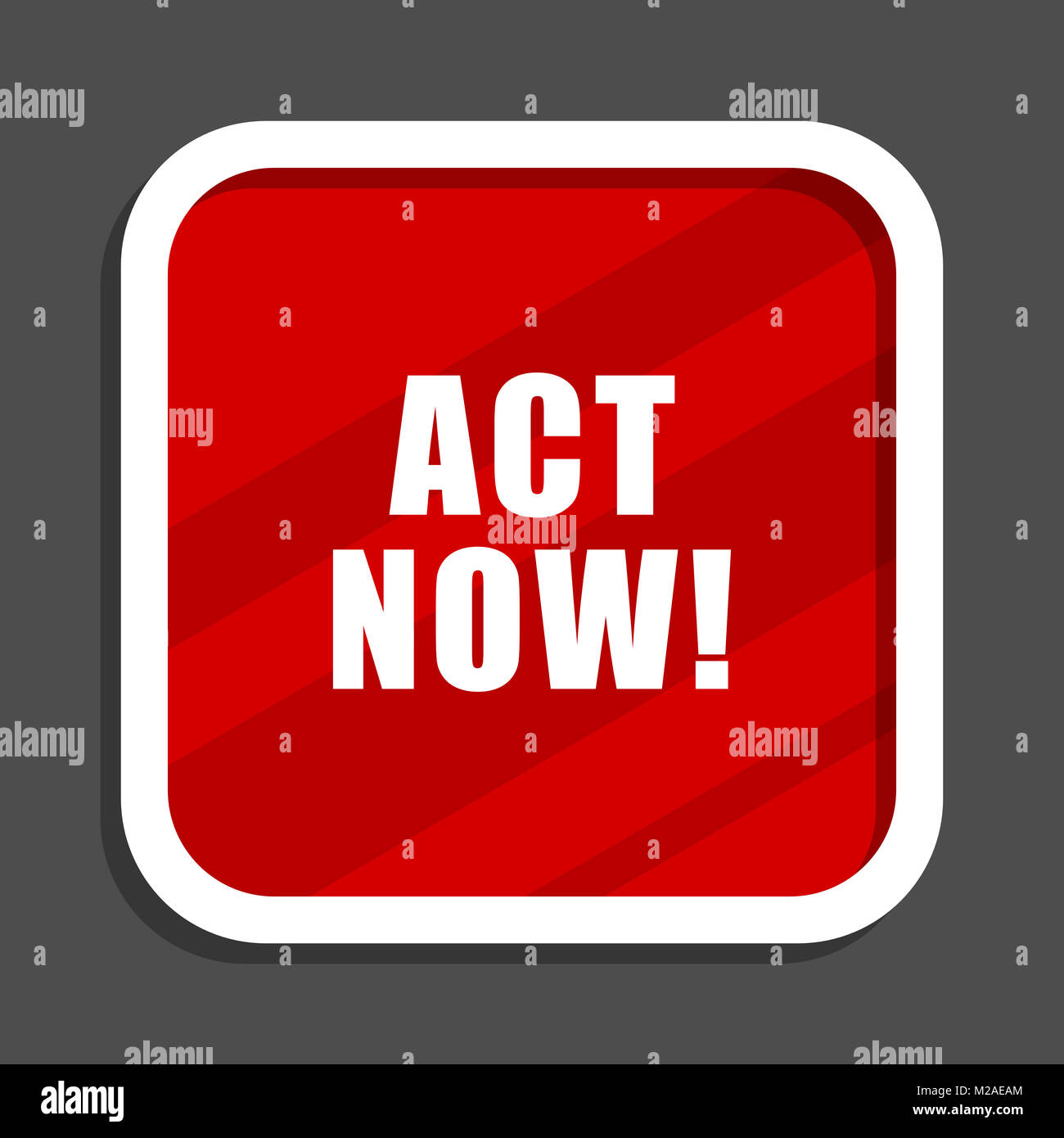 Act now icon. Flat design square internet banner Stock Photo - Alamy