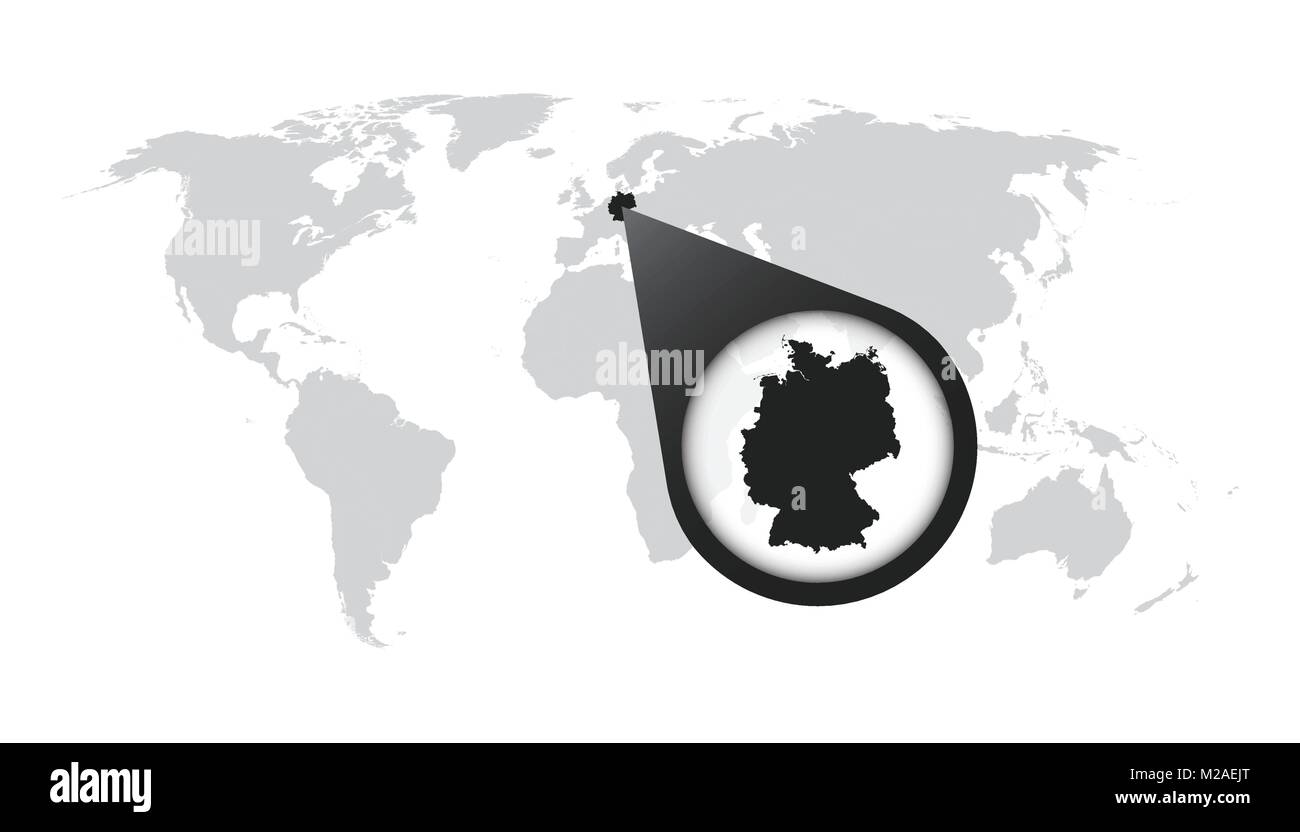 World map with zoom on Germany. Map in loupe. Vector illustration in ...