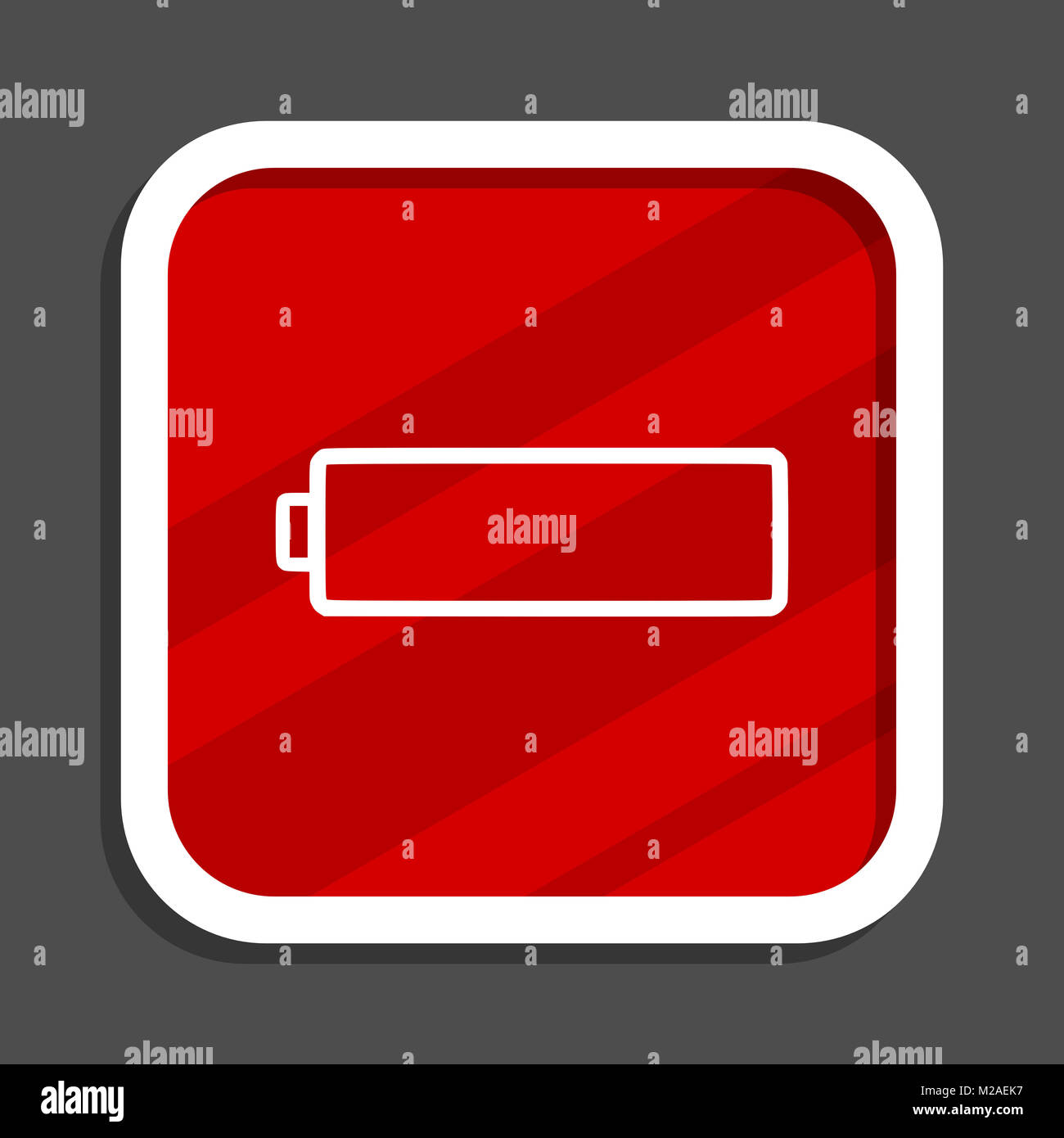 Battery icon. Flat design square internet banner Stock Photo - Alamy