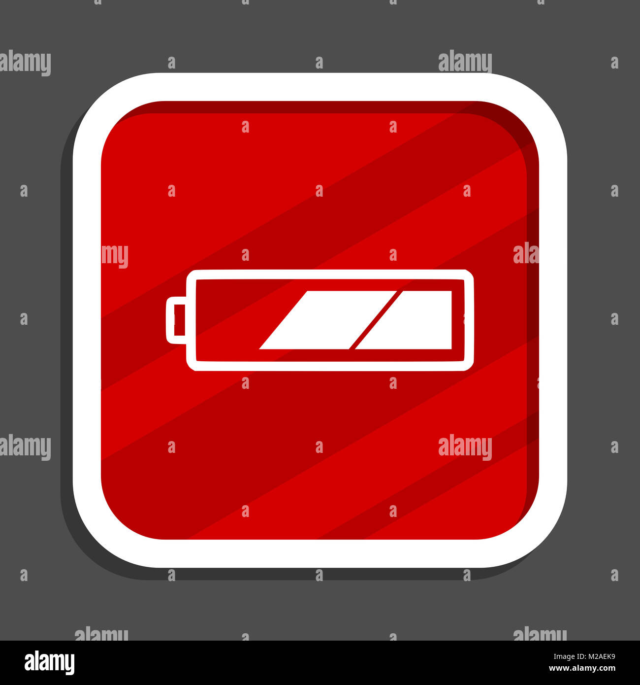 Battery icon. Flat design square internet banner Stock Photo - Alamy