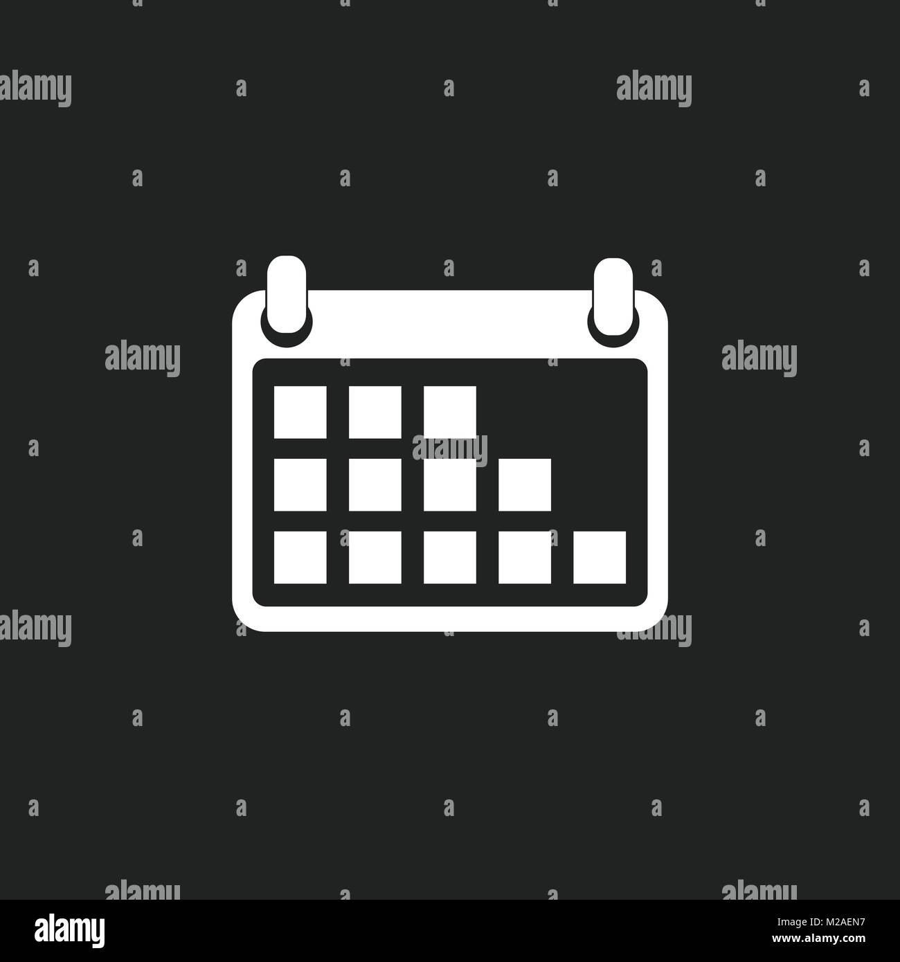 Calendar icon on black background, vector illustration. Flat style ...