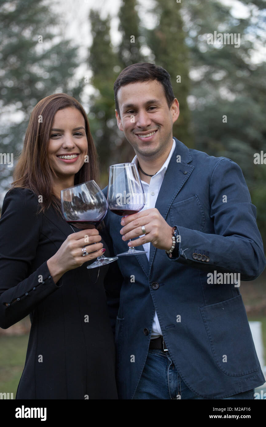 Happy marriage celebrating a party at home Stock Photo - Alamy