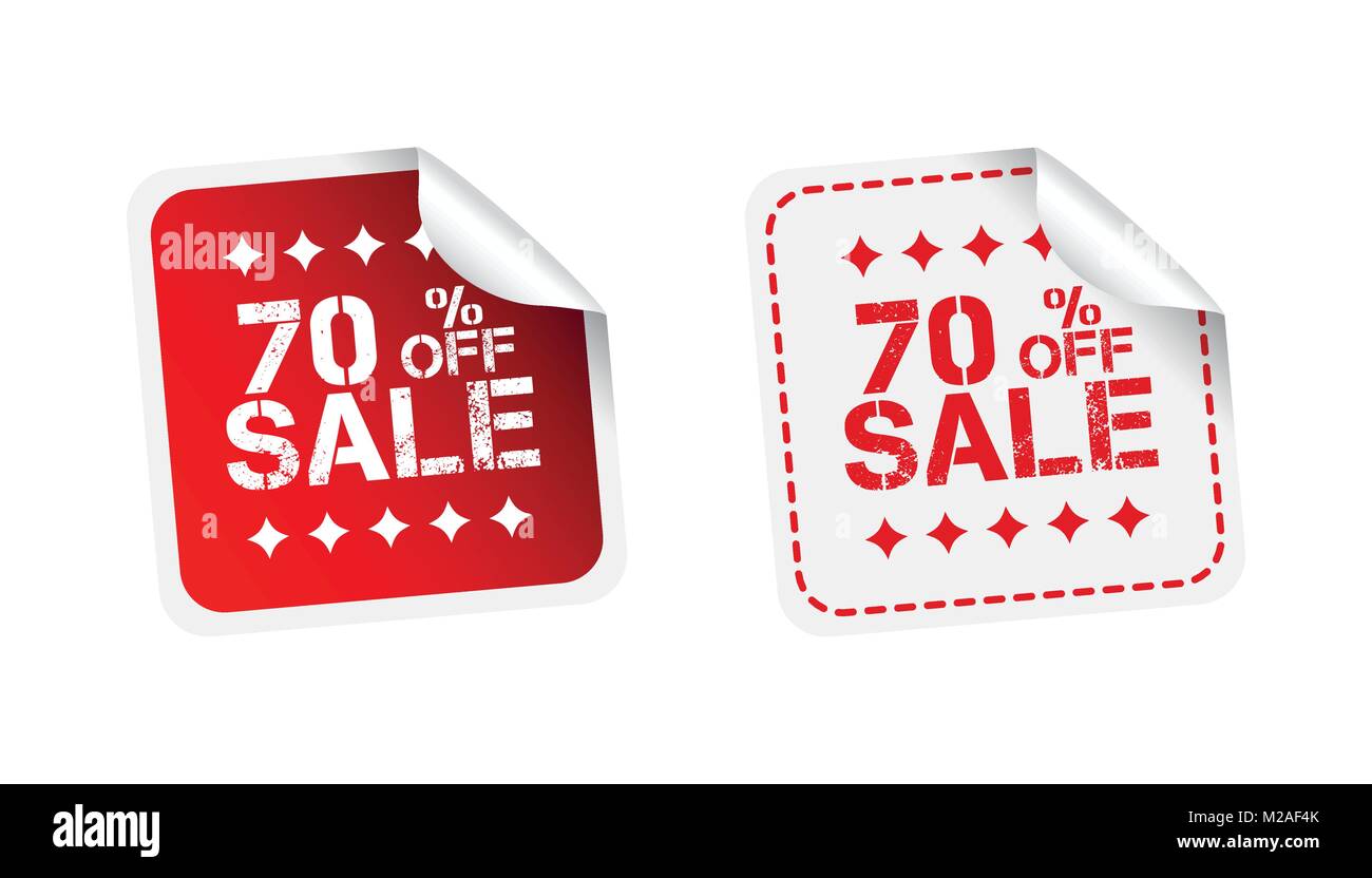 Sale stickers 70% percent off. Vector illustration on white background ...