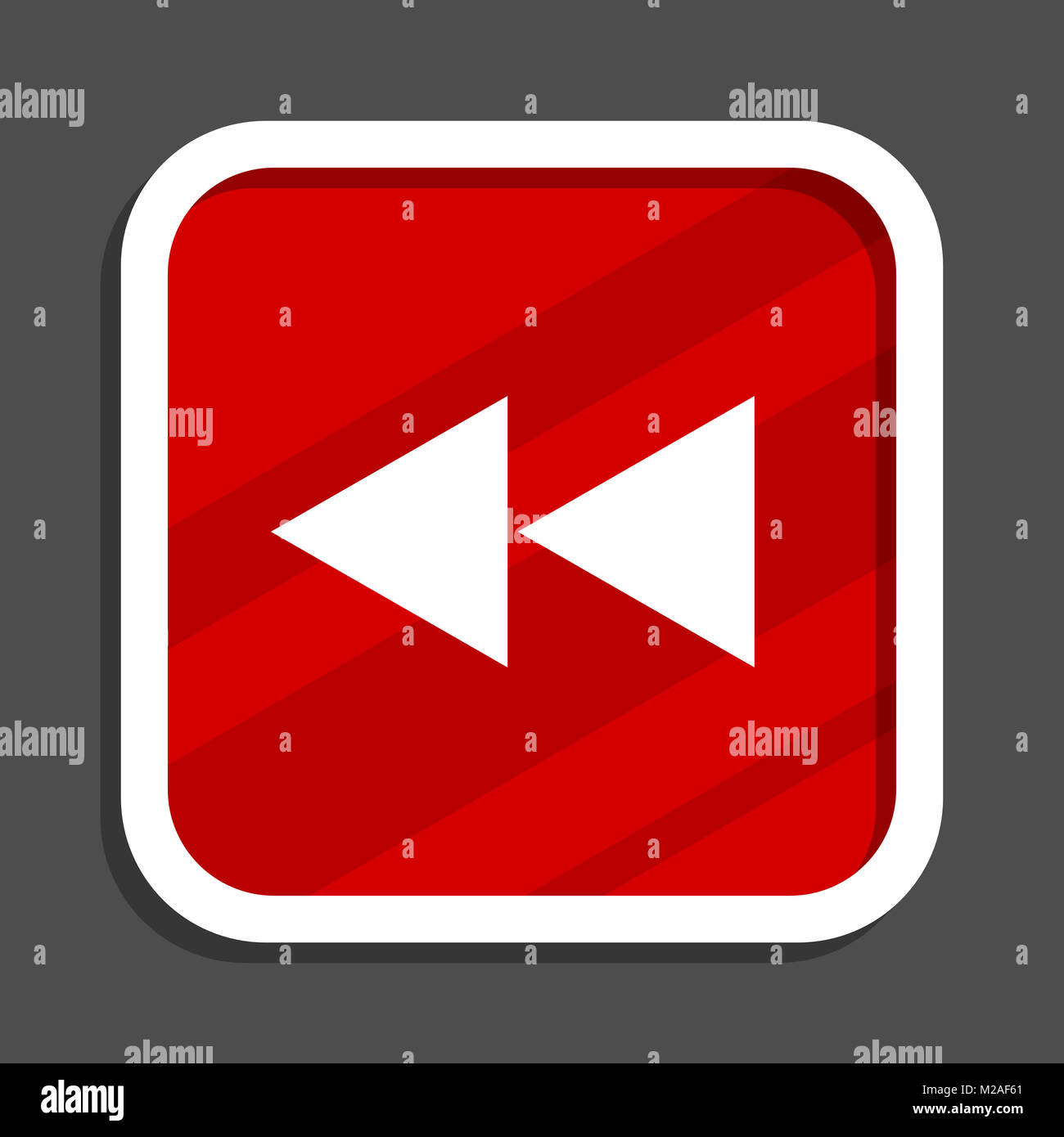 Rewind icon. Flat design square internet banner Stock Photo - Alamy