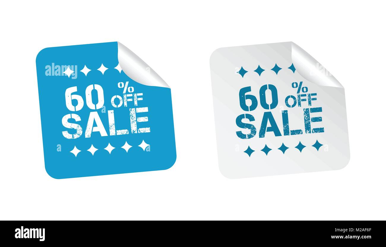 Sale stickers 60% percent off. Vector illustration on white background ...