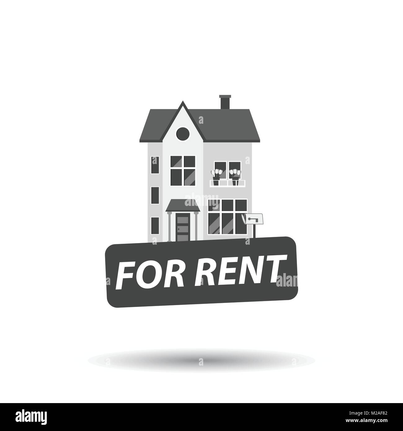 Rent sign with house. Home for rental. Vector illustration in flat ...