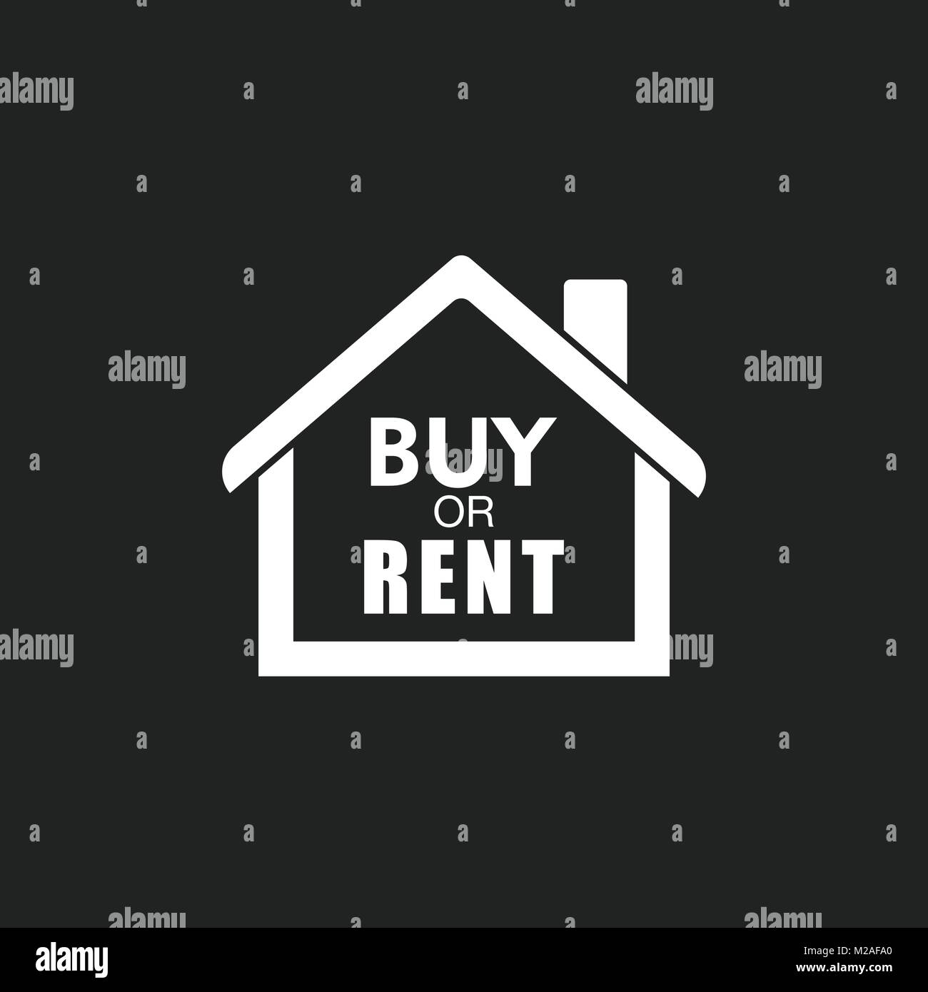 Buy or rent house. Black home symbol with the question. Vector ...