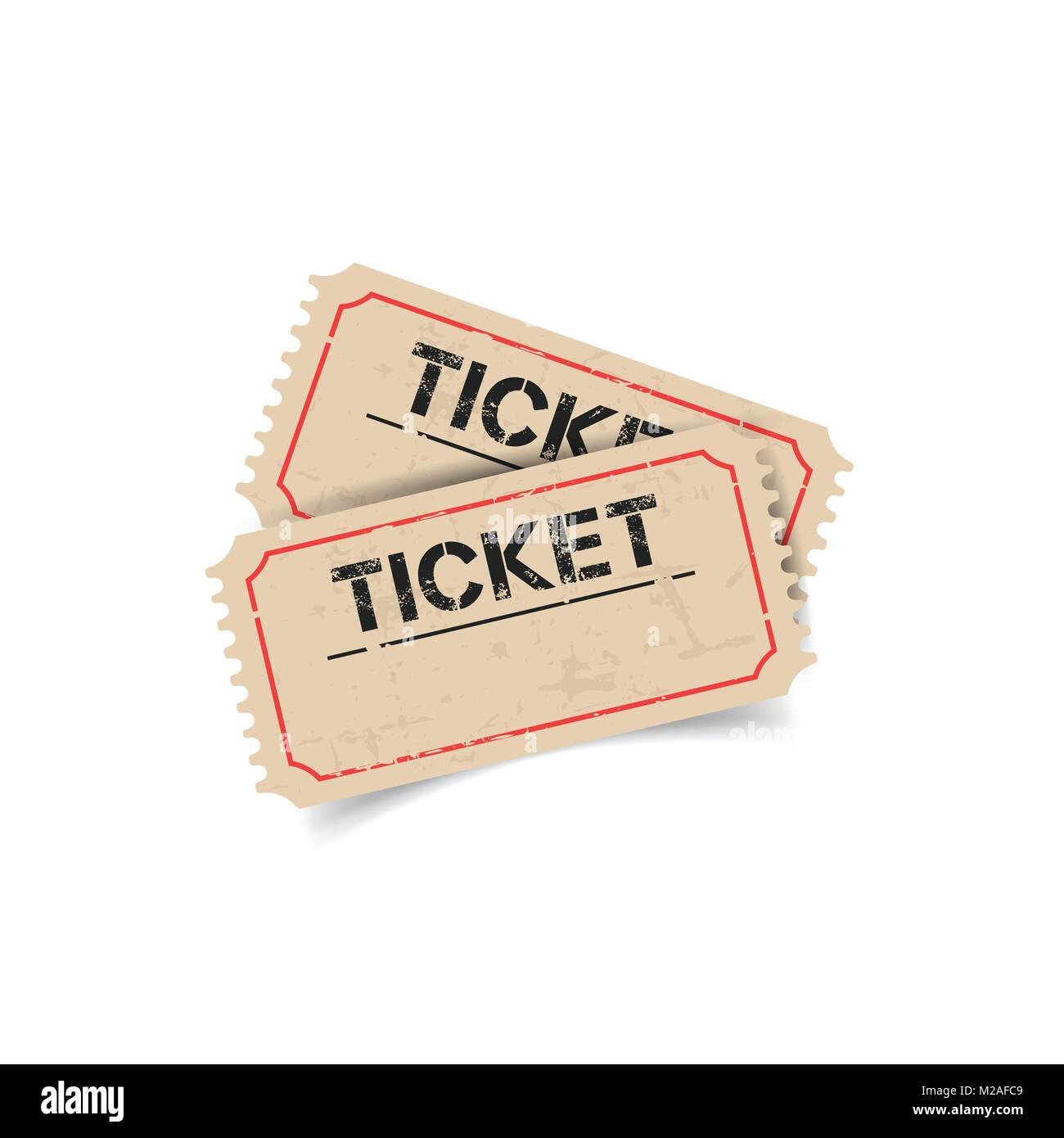 Old ticket with grunge effect. Flat vector illustration on white ...