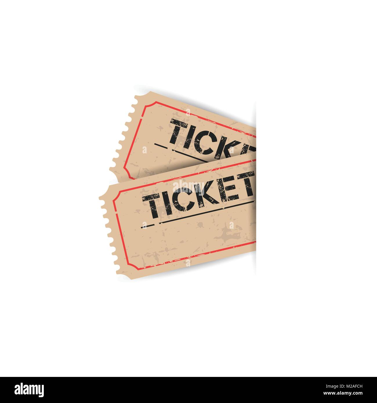 Old ticket with grunge effect. Flat vector illustration on white ...