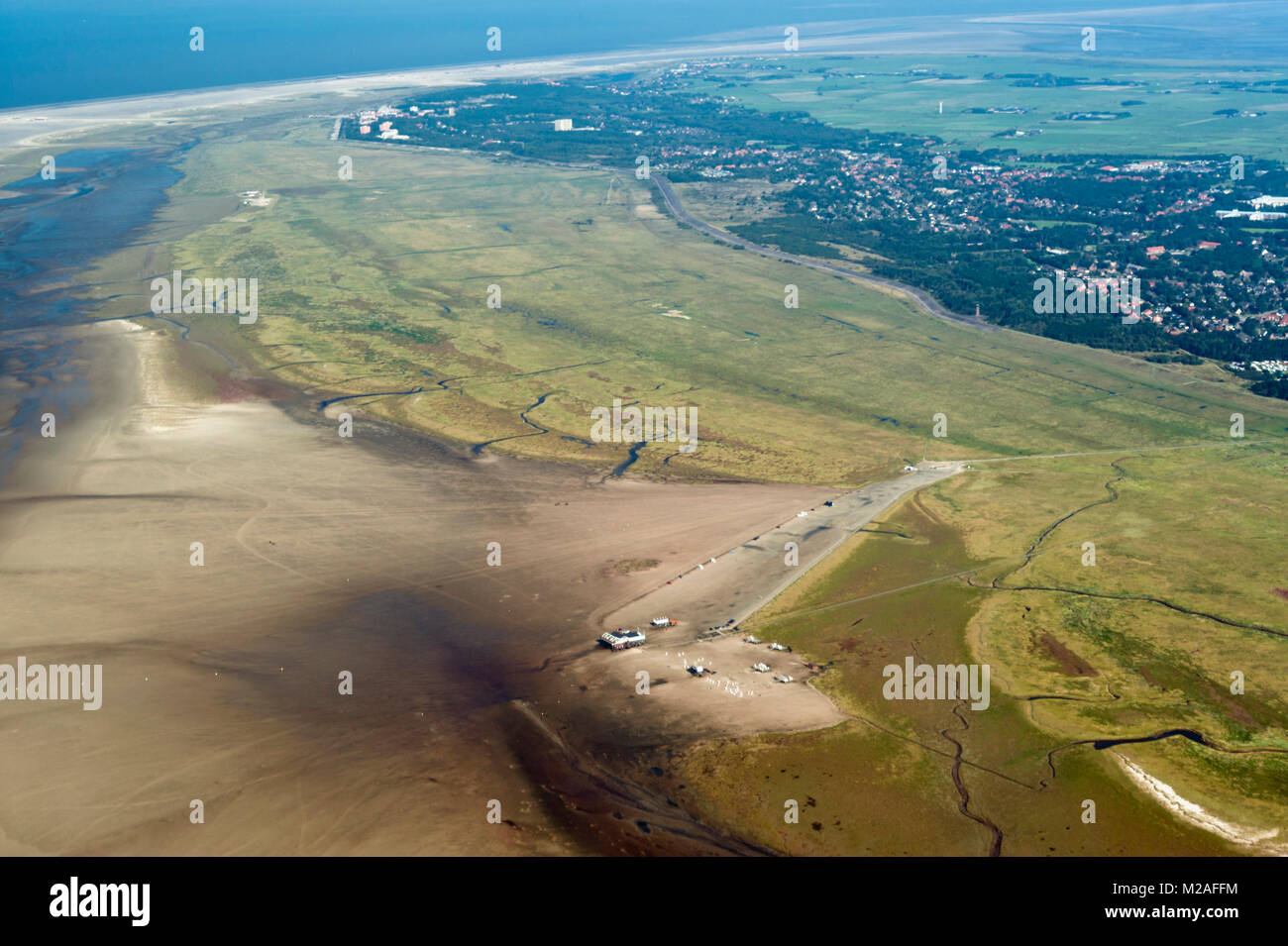 Aerial view from the Schleswig-Holstein Wadden Sea National Park in ...