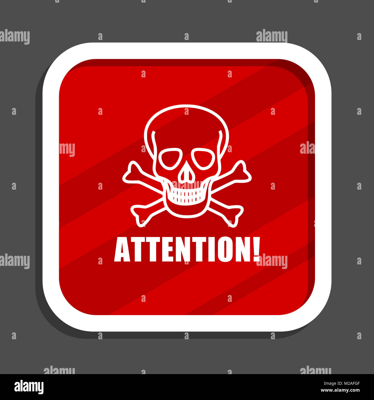Attention skull icon. Flat design square internet banner Stock Photo ...