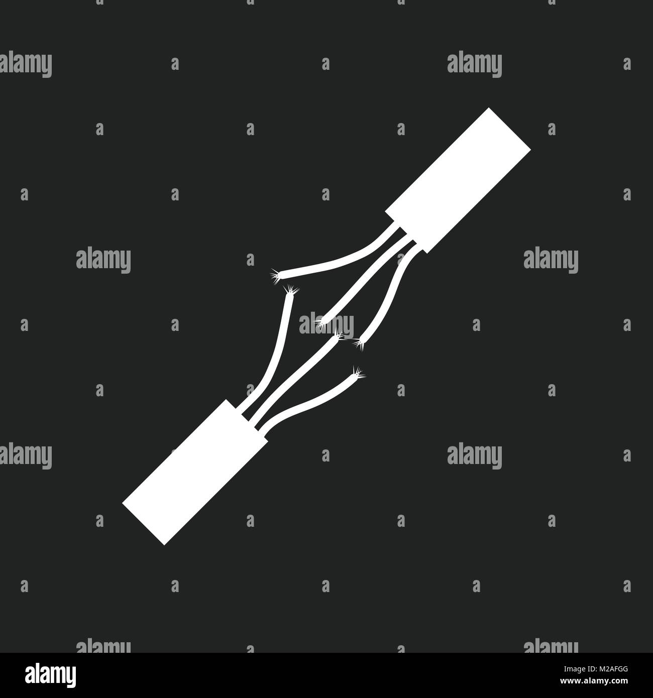 High voltage power cable. Electric cable vector icon on black ...