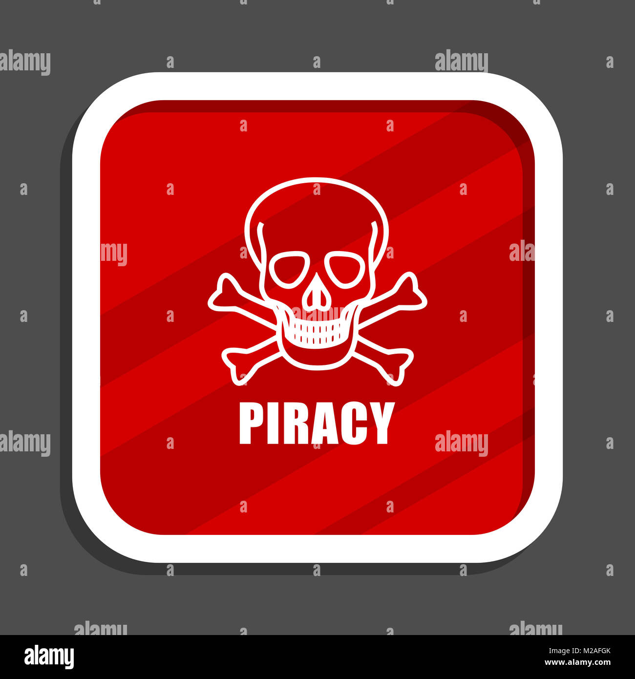 Piracy skull icon. Flat design square internet banner Stock Photo - Alamy