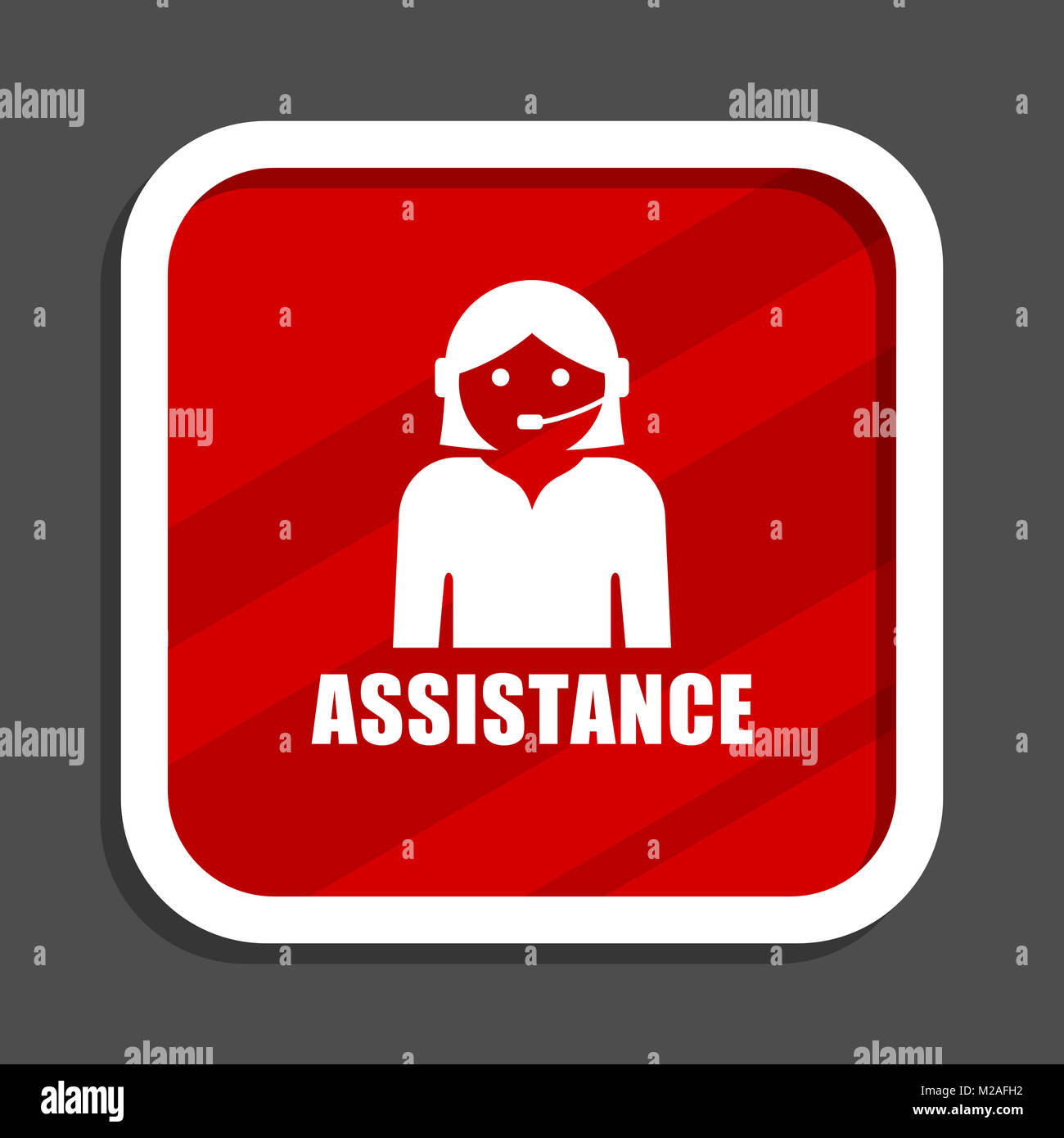 Assistance icon. Flat design square internet banner Stock Photo - Alamy