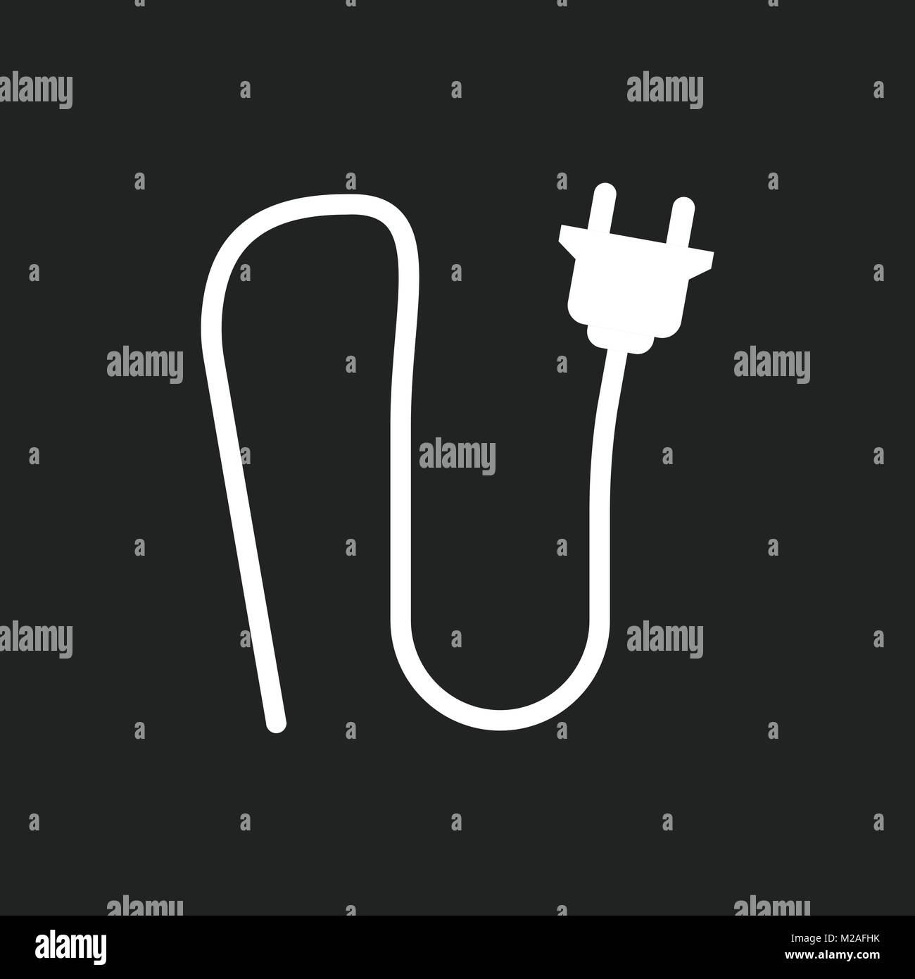 Electric plug icon. Power plug flat vector illustration on black ...