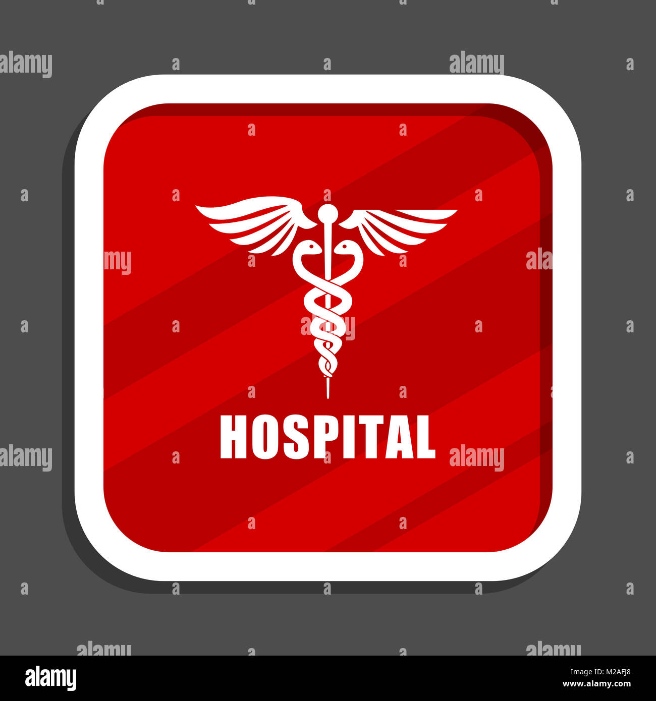 Hospital icon. Flat design square internet banner Stock Photo - Alamy