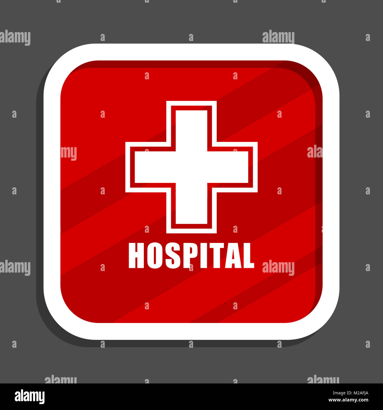 Hospital icon. Flat design square internet banner Stock Photo - Alamy