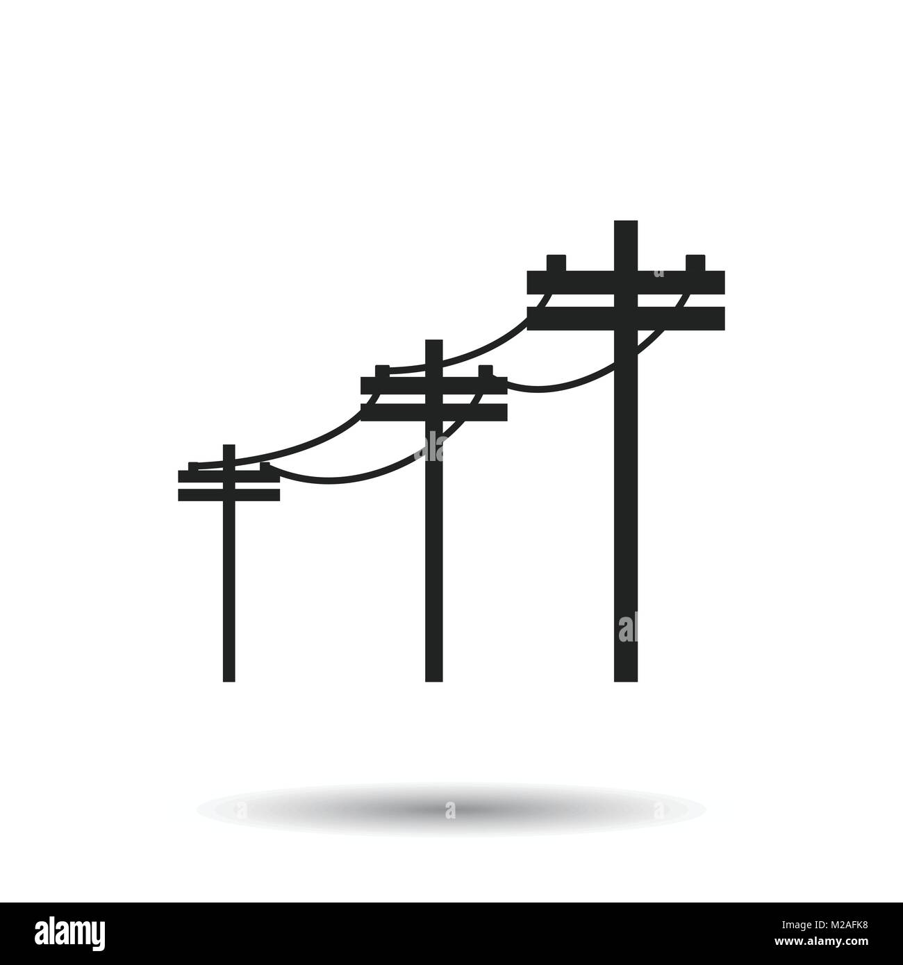 High voltage power lines. Electric pole vector icon on white background ...