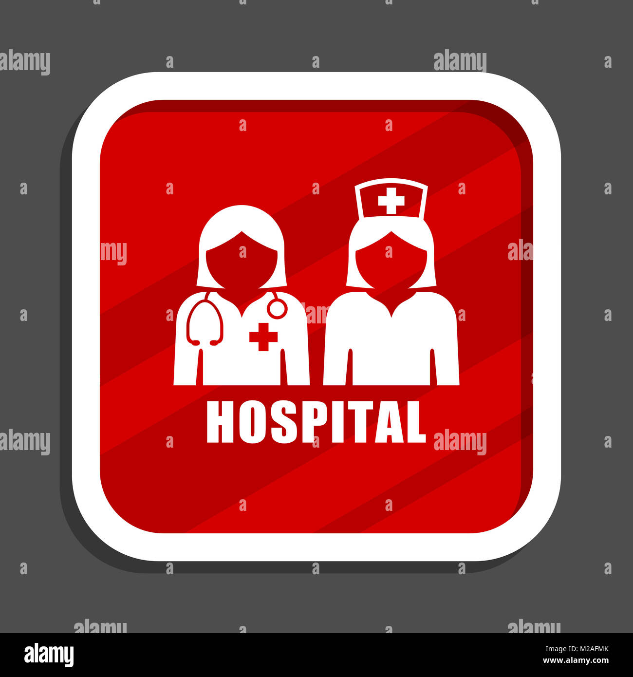 Hospital icon. Flat design square internet banner Stock Photo - Alamy