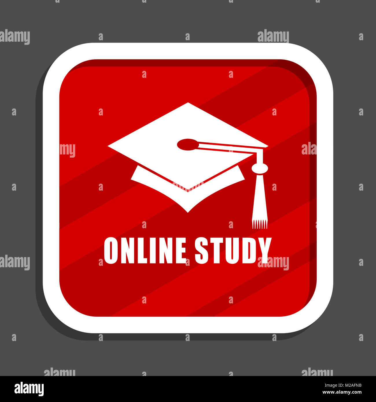 Online, study icon. Flat design square internet banner Stock Photo - Alamy