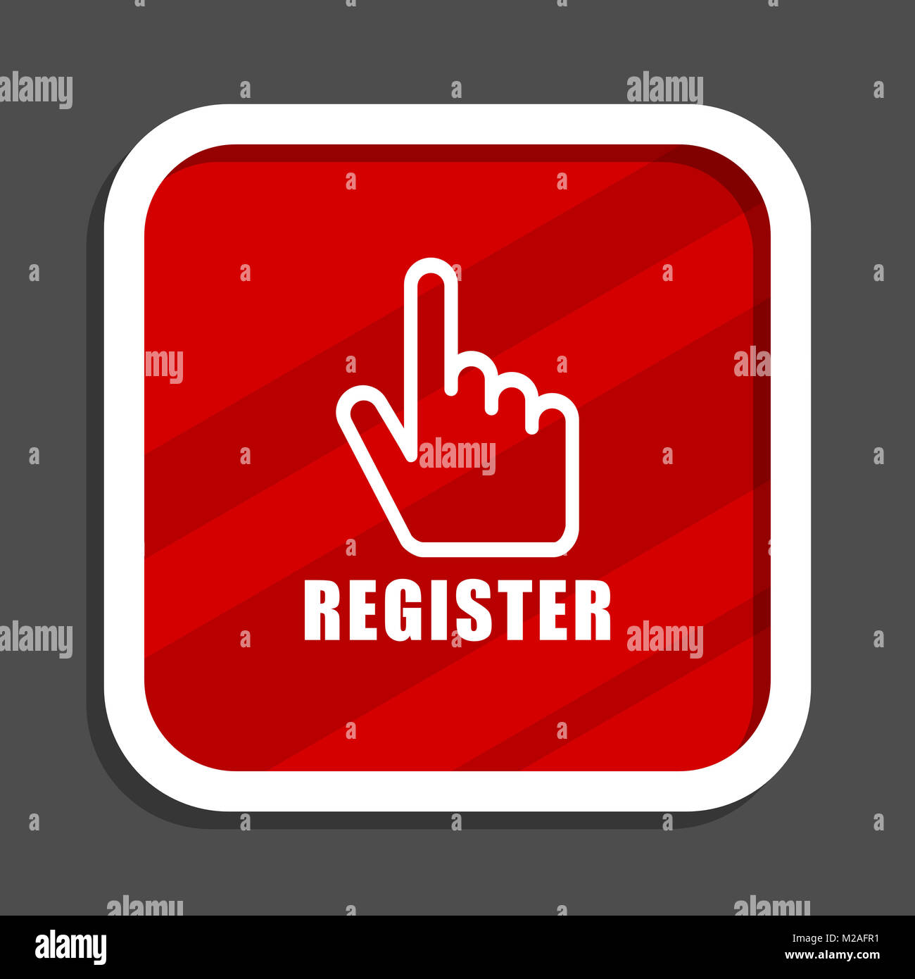 Register icon. Flat design square internet banner Stock Photo - Alamy