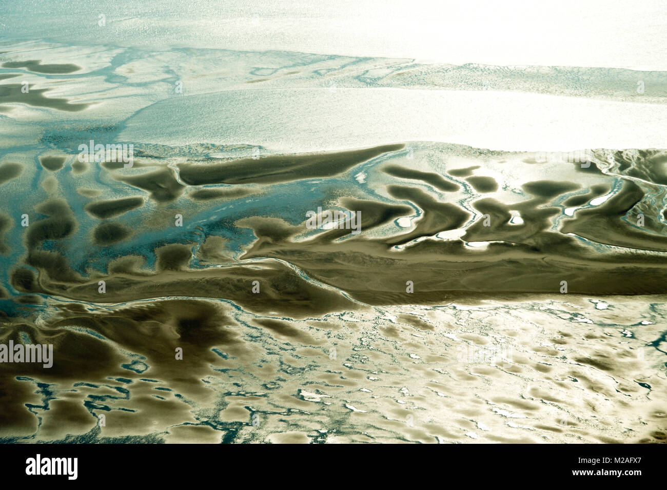 Aerial view from the Schleswig-Holstein Wadden Sea National Park in ...
