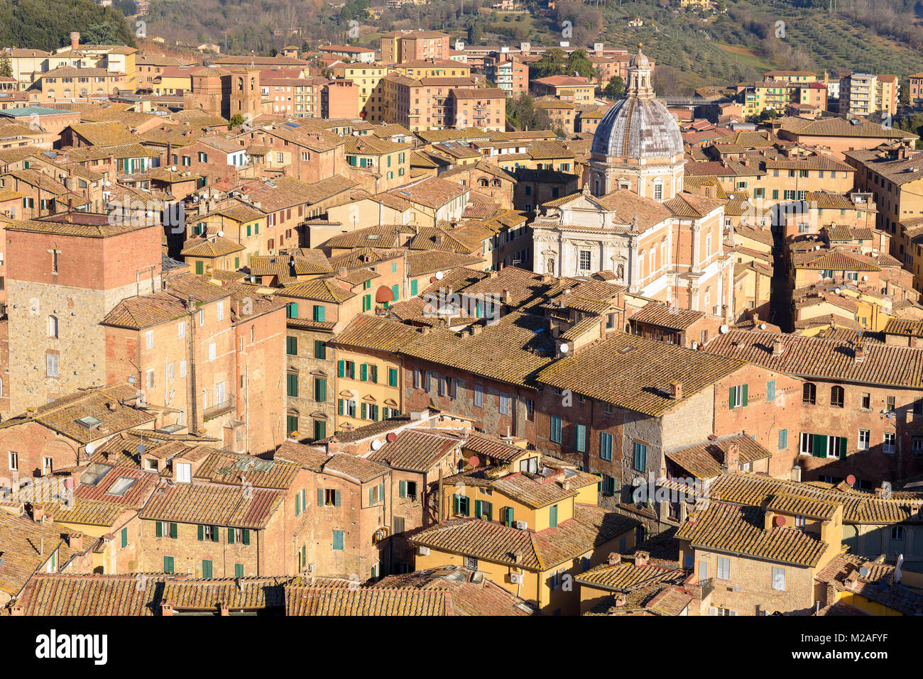 city of Siena and church of Saint Mary in Provenzano, tuscany, Italy ...