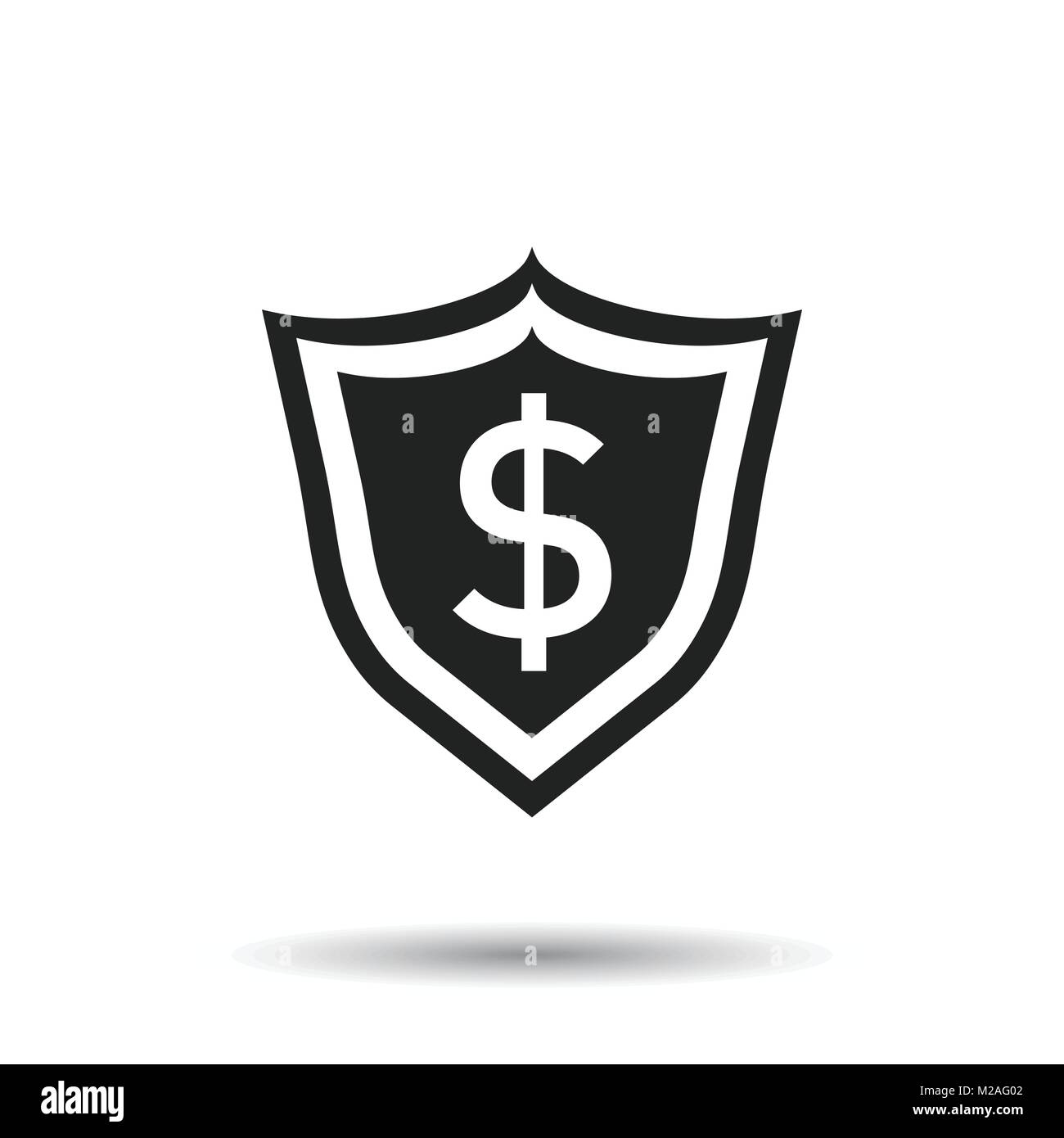 Shield with dollar money. Protection money vector icon on white ...