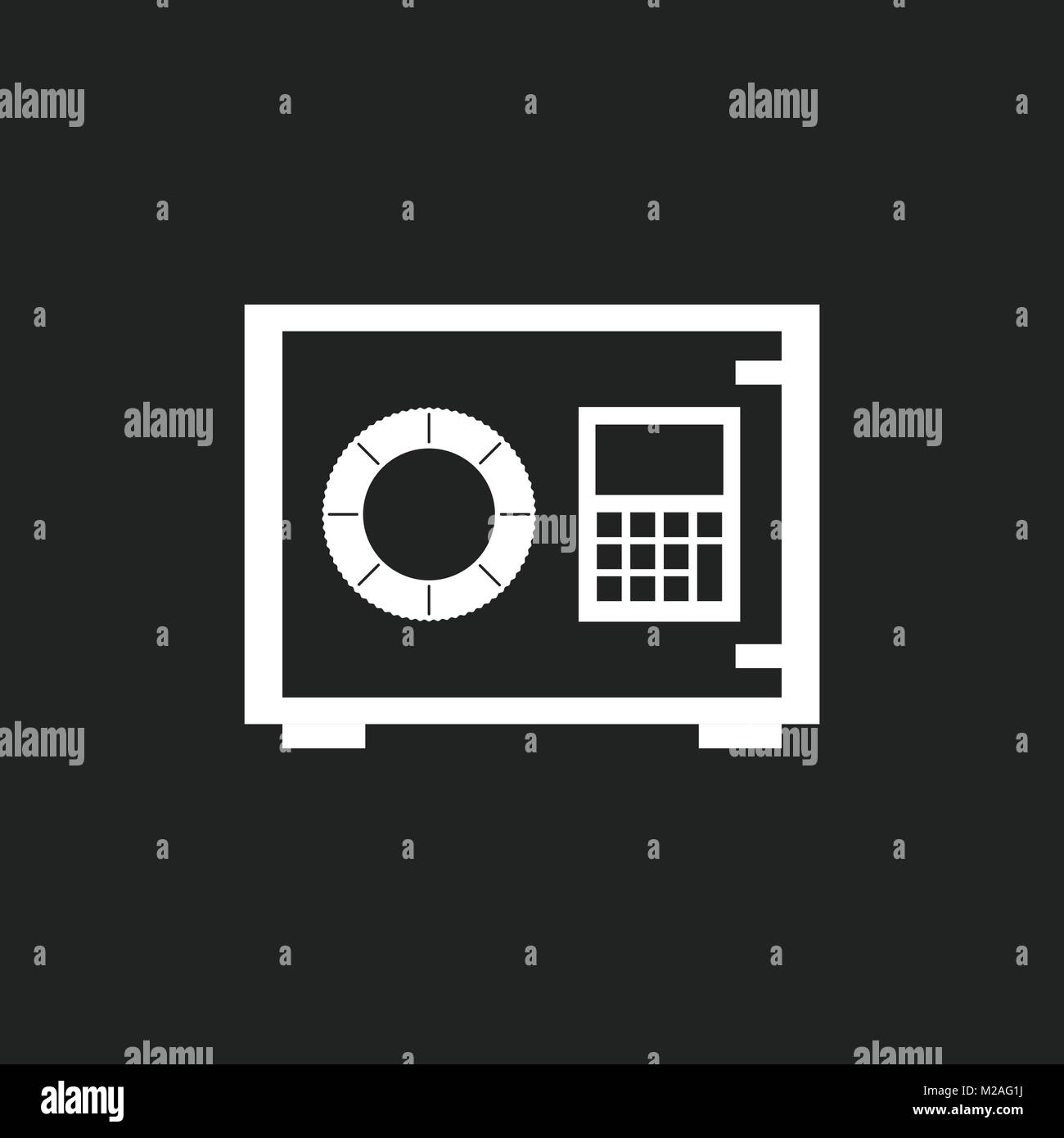 Money safe icon. Vector illustration in flat style on black background ...