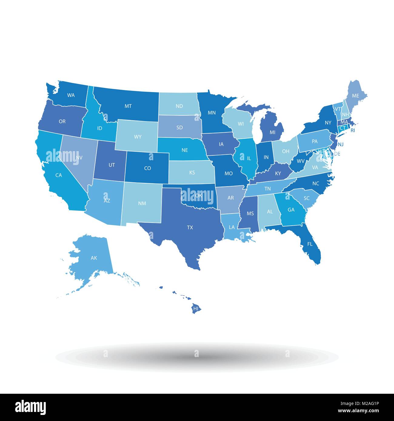 High detailed USA map with federal states. Vector illustration United ...