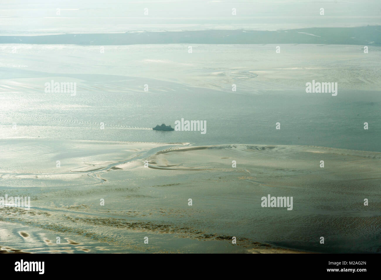 Aerial view from the Schleswig-Holstein Wadden Sea National Park in ...