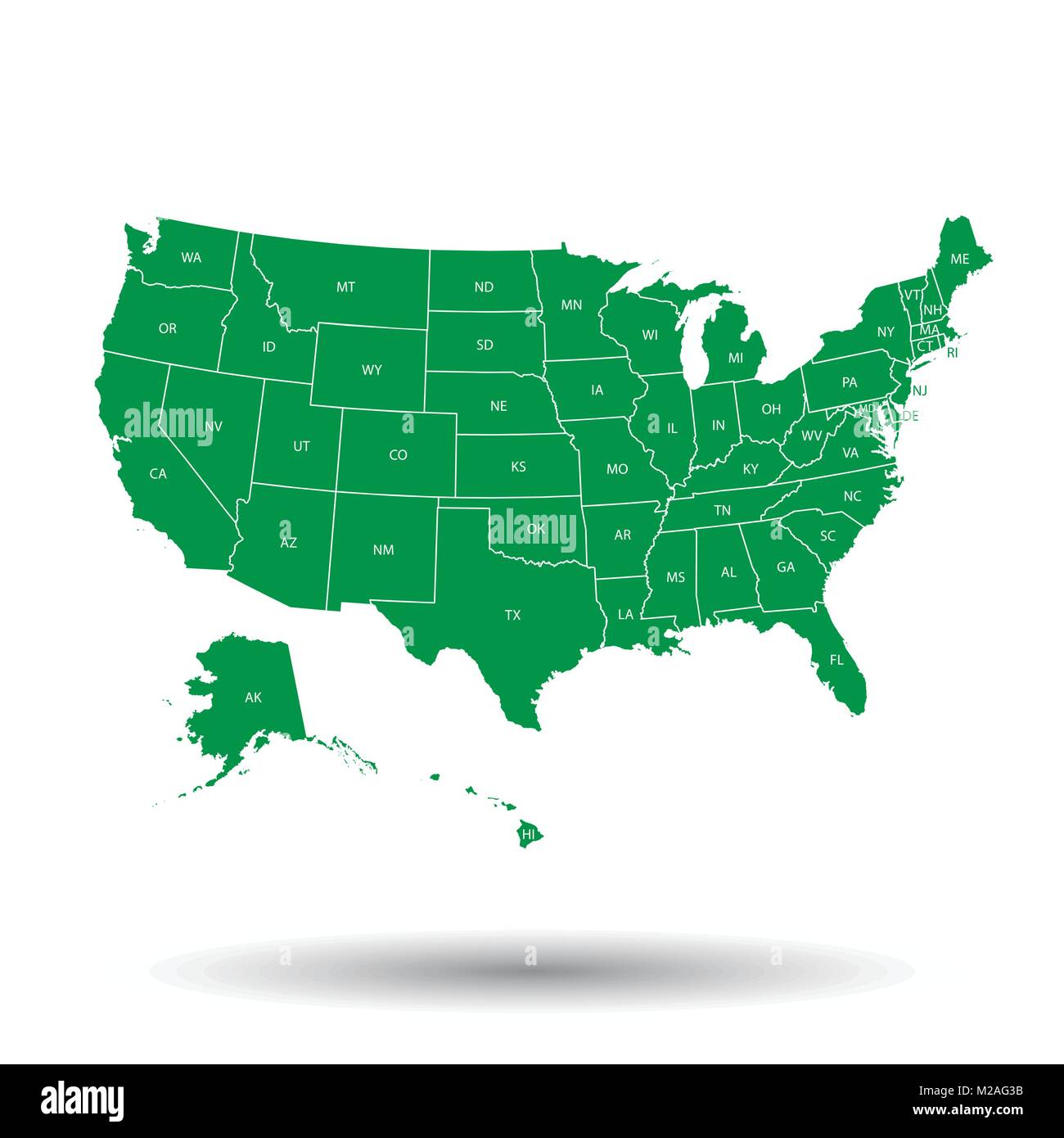 USA map with federal states. Vector illustration United states of ...