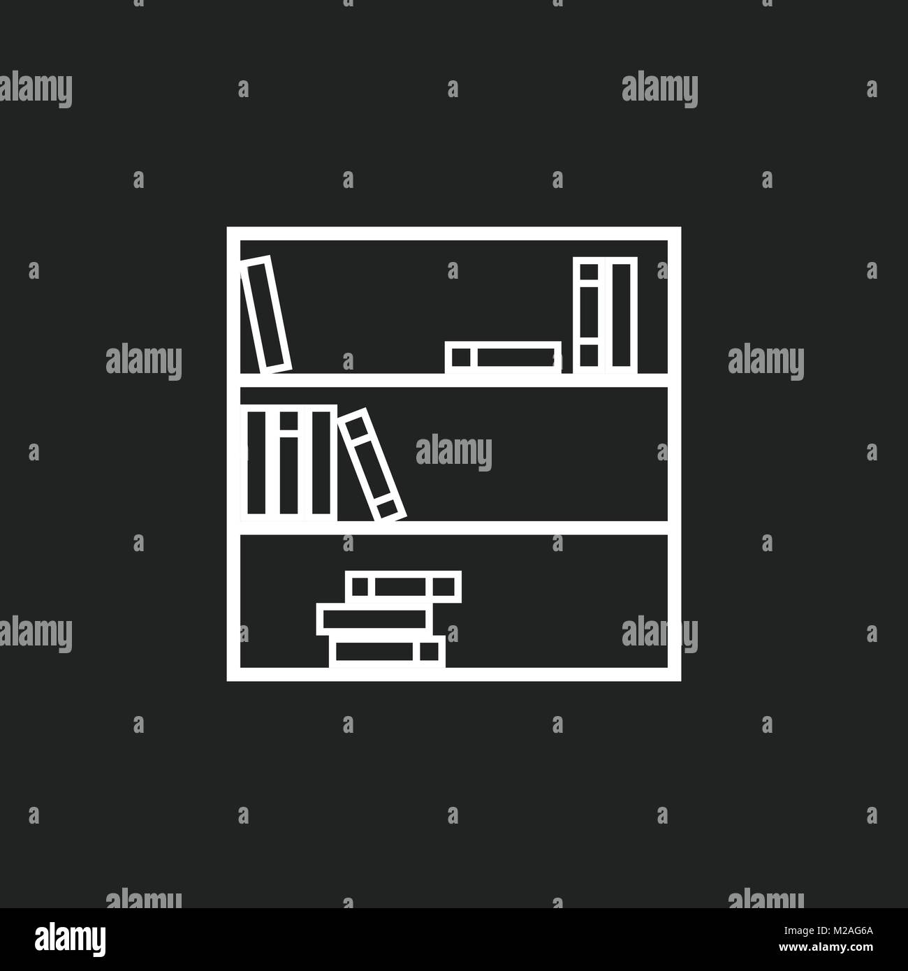 Bookcase furniture icon. Office book vector illustration on black ...