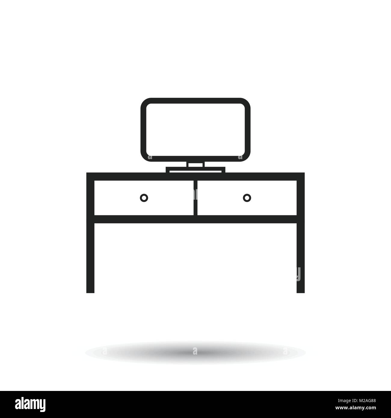 Furniture table with laptop computer icon. Table vector illustration on ...