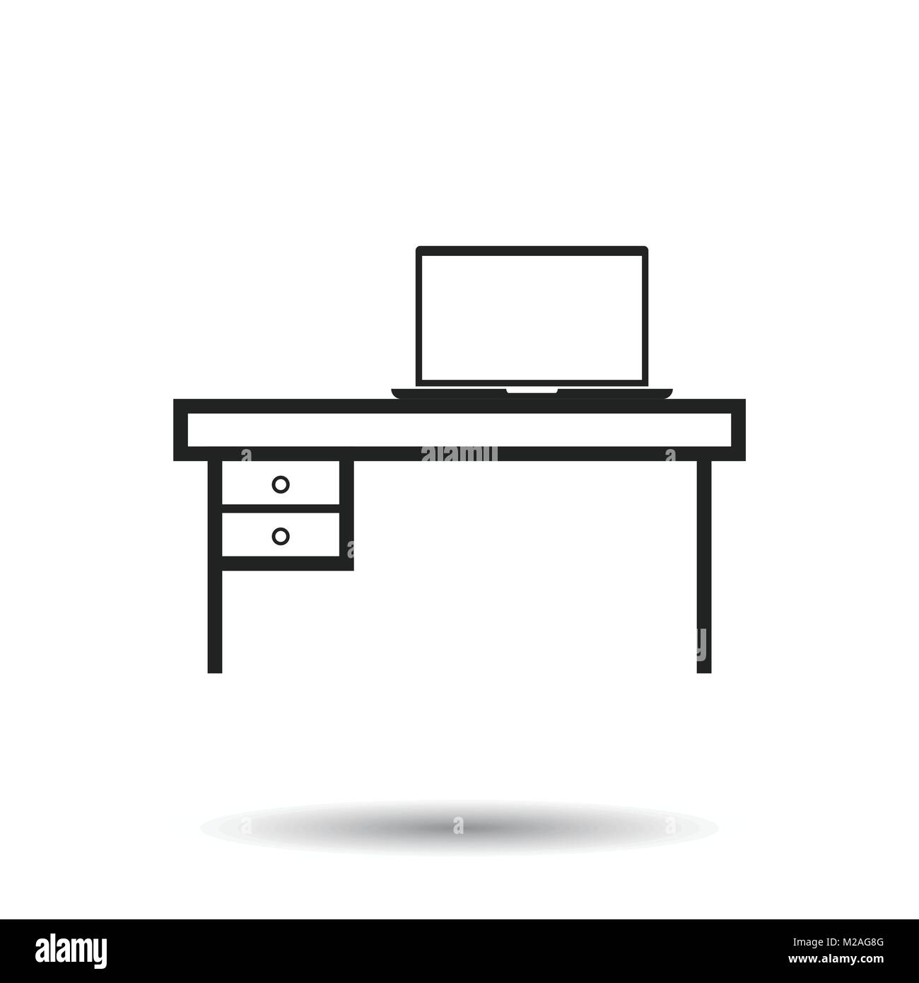 Furniture table with laptop computer icon. Table vector illustration on ...