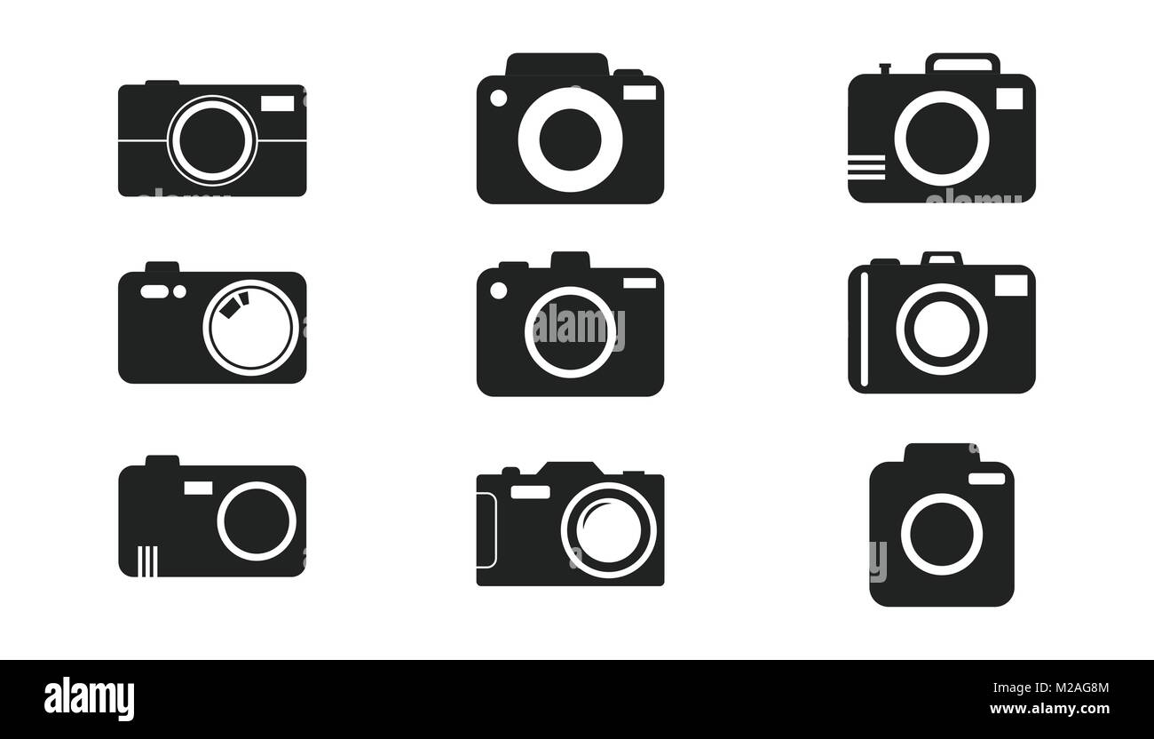 Camera icon set on white background. Vector illustration in flat style ...