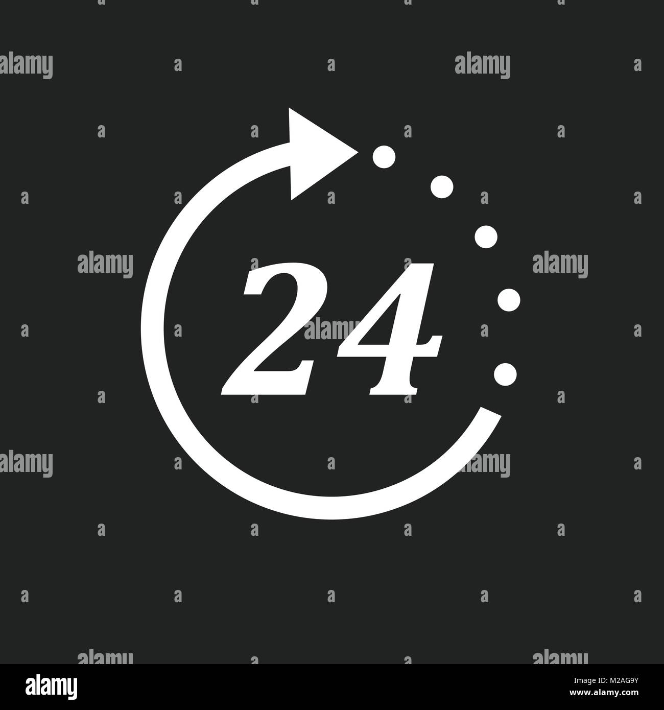 Time icon. Flat vector illustration 24 hours on black background Stock ...