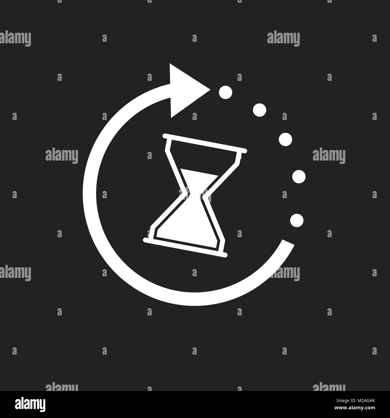 Time icon. Flat vector illustration with hourglass on black background ...