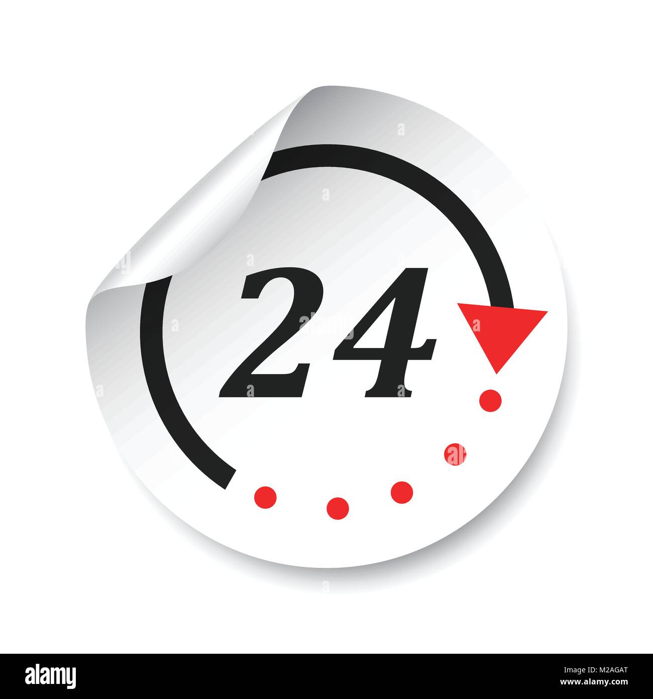 Time sticker icon. Flat vector illustration 24 hours on isolated ...