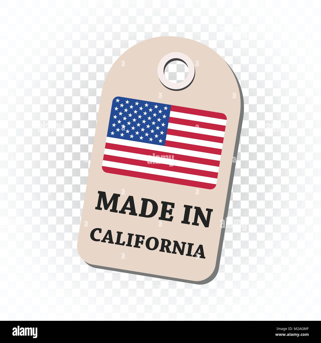 Hang tag made in California with flag. Vector illustration on isolated ...