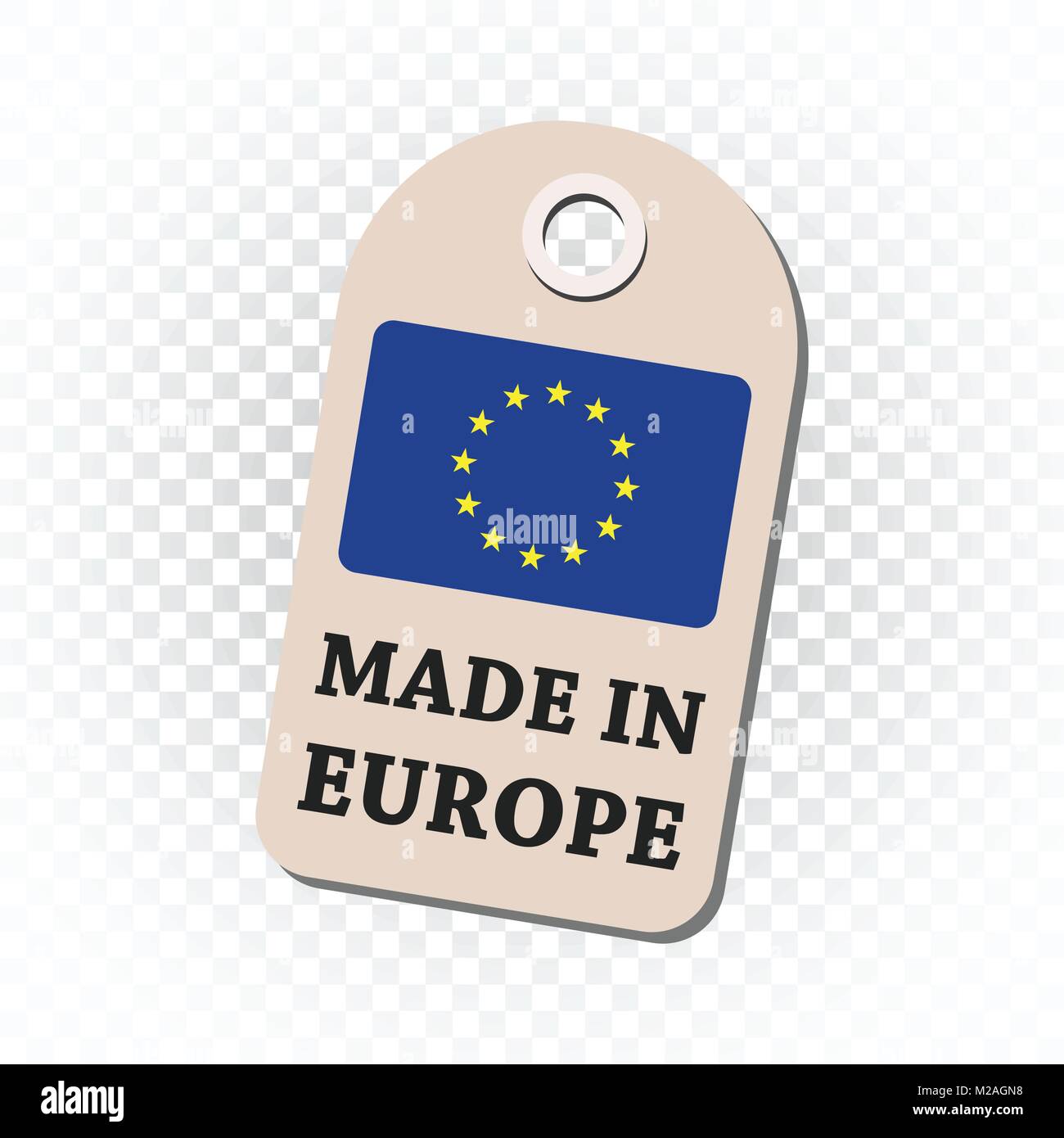 Hang tag made in Europe with flag. Vector illustration on isolated ...