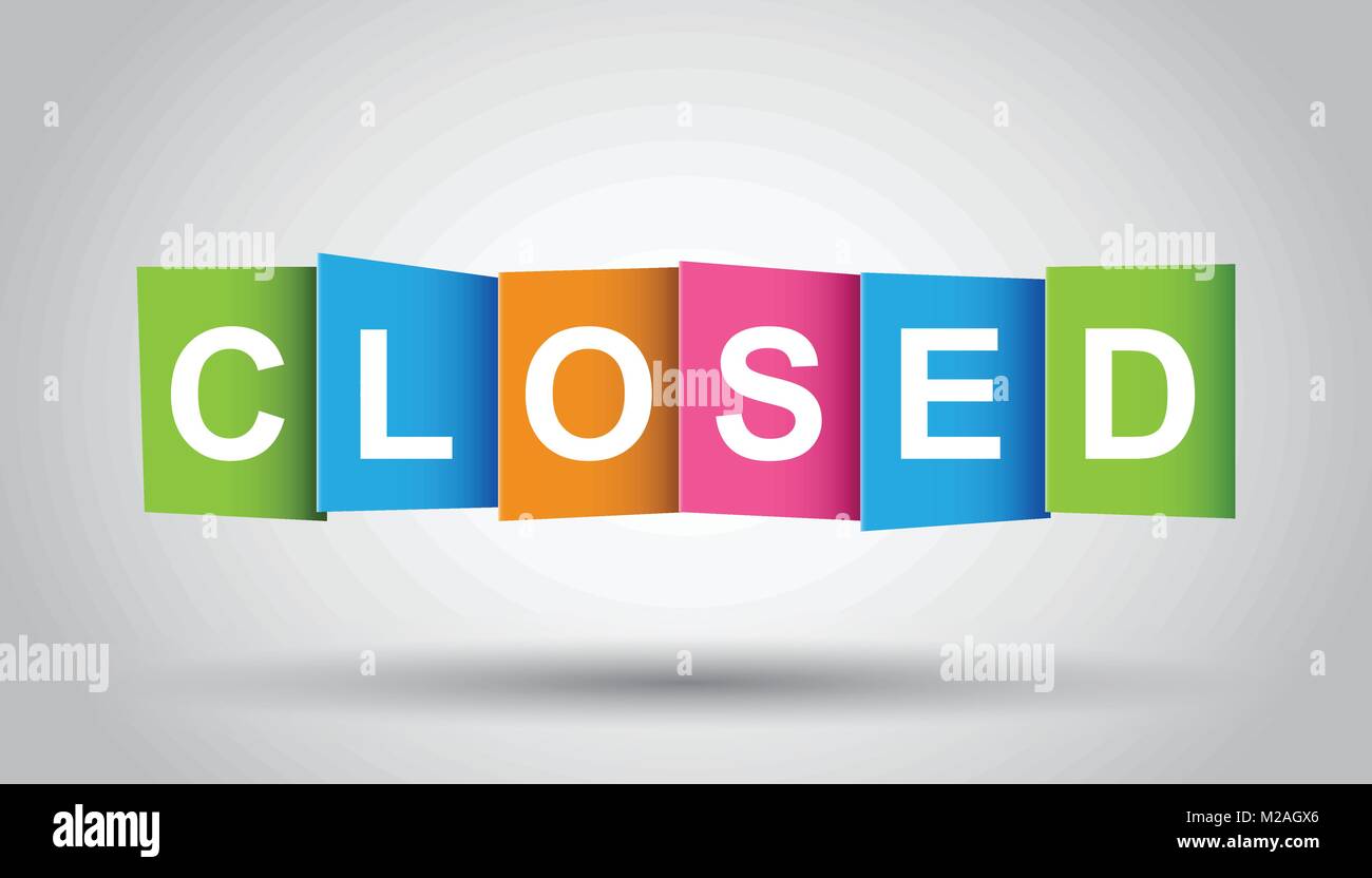 Closed tag. Market message. Flat vector illustration on grey background ...