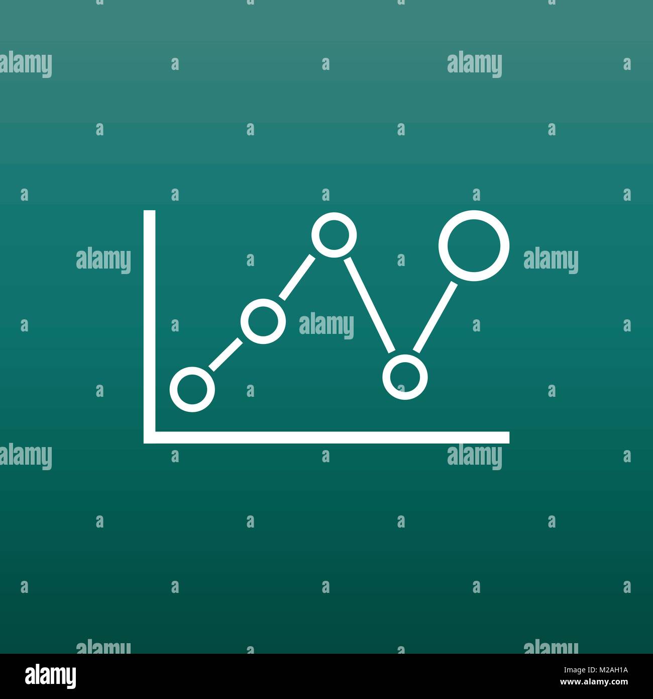 Business graph icon. Chart flat vector illustration on green background ...