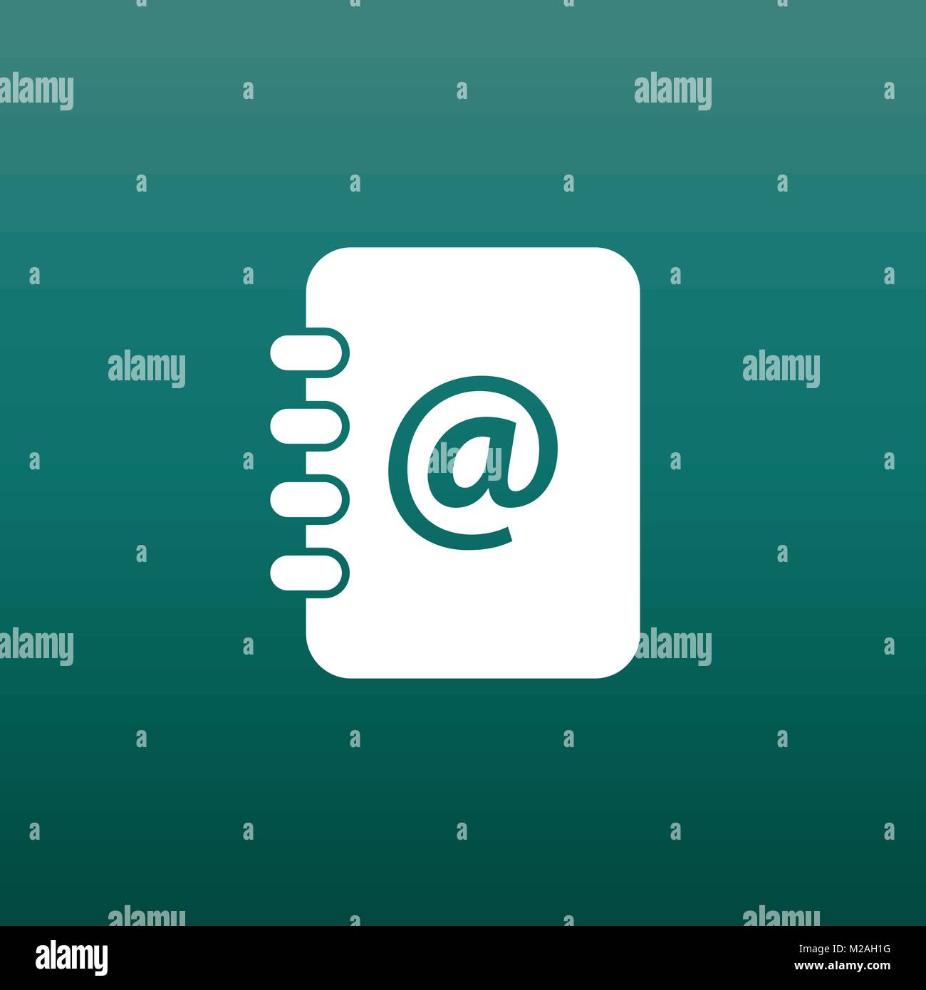 Address book icon. Email note flat vector illustration on green ...