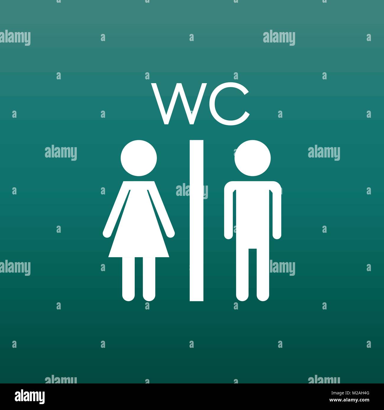 Vector toilet, restroom icon on green background. Modern man and woman ...