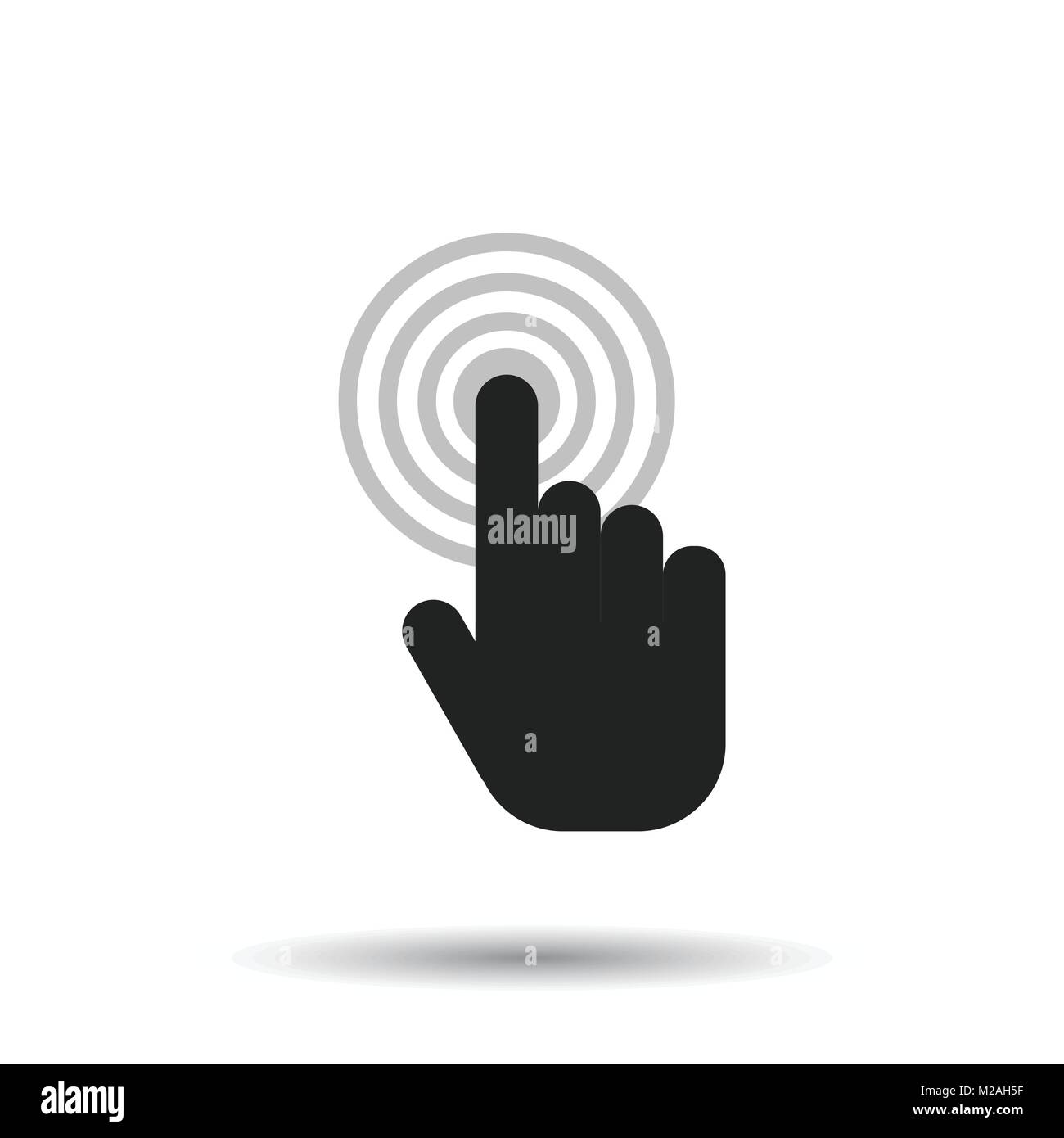 Click here icon. Hand cursor signs. Black button flat vector ...
