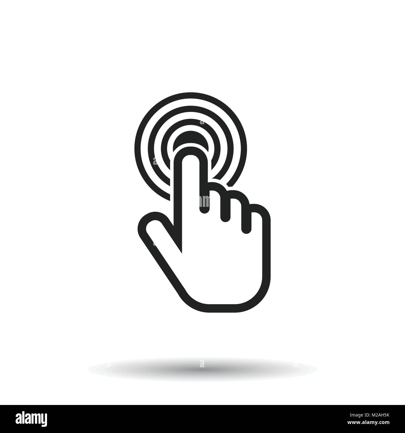 Click here icon. Hand cursor signs. Black button flat vector ...
