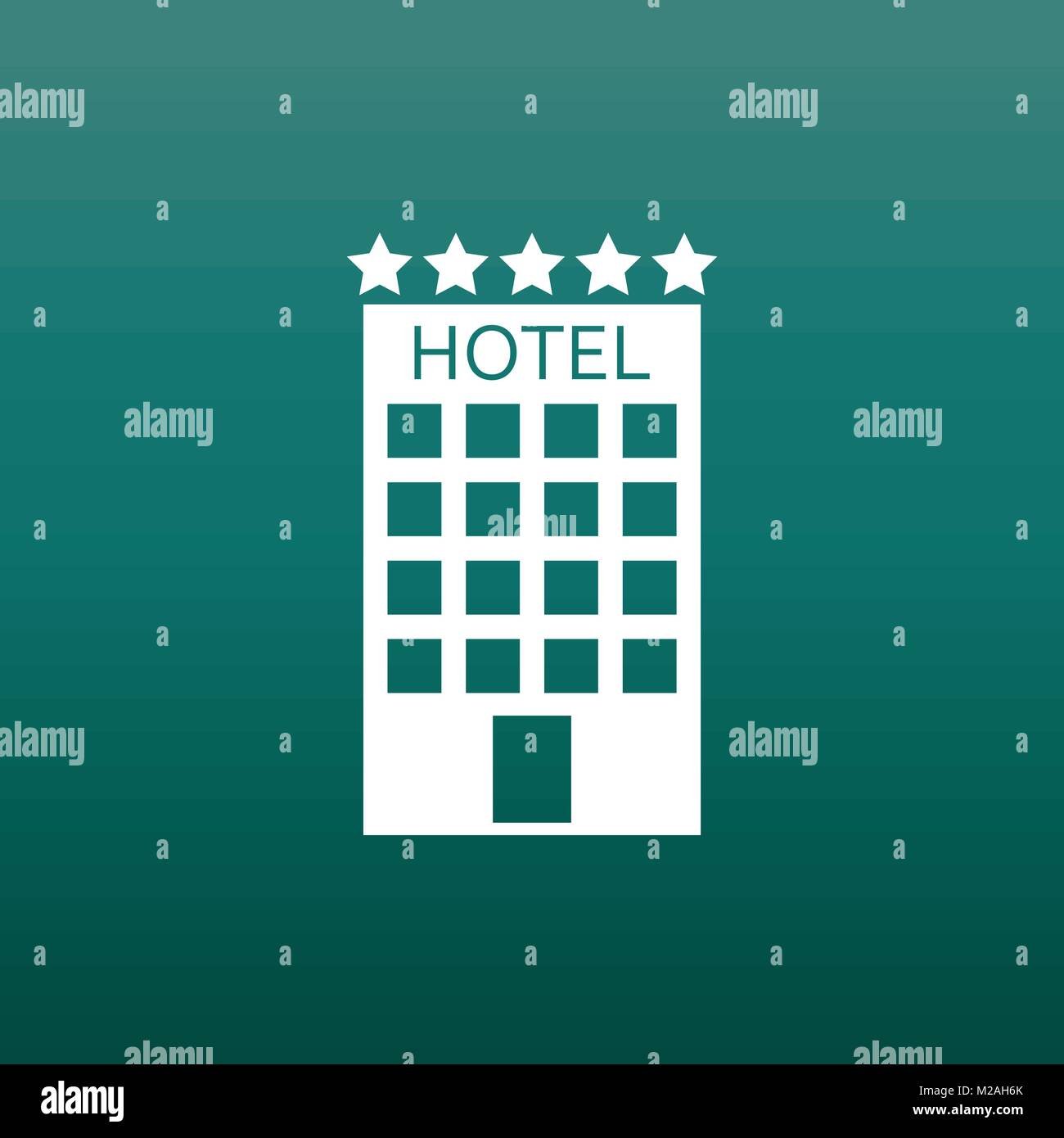 Hotel icon on green background. Simple flat pictogram for business ...
