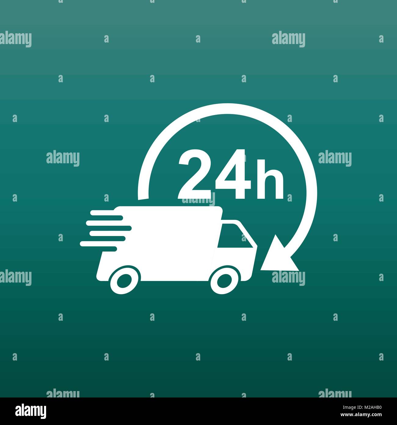 Delivery 24h truck with clock vector illustration. 24 hours fast ...