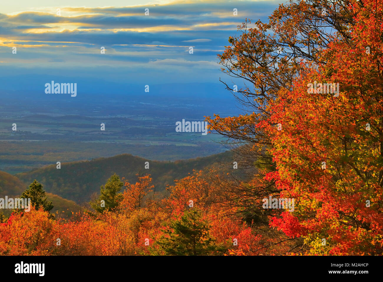 Sunset, Riprap Overlook, Shenandoah National Park, Virginia, USA Stock ...